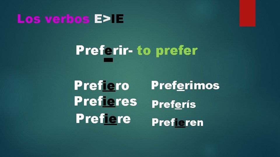 IRREGULARES En Espaol hay tres tipo de verbos
