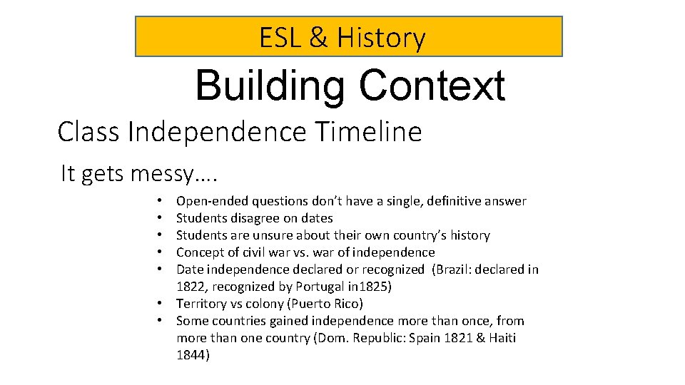 Bringing History Alive for Adult ESL Students Central
