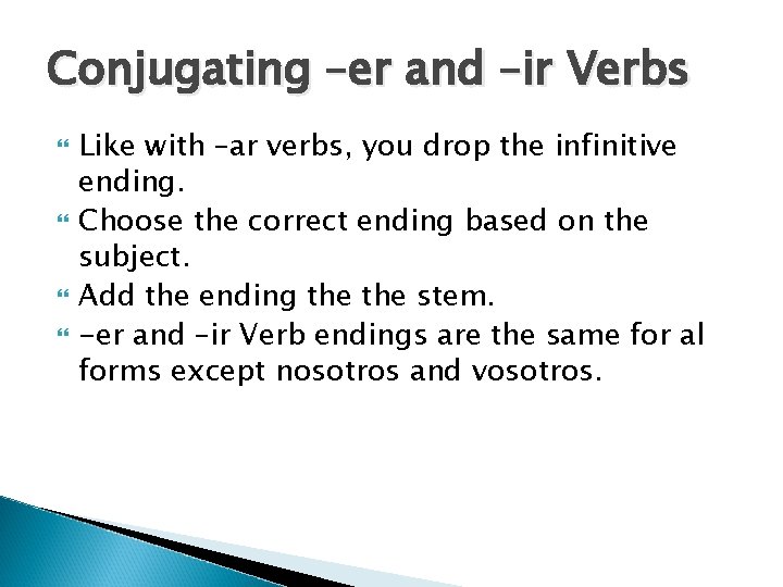 Present Tense Verbs er and ir Prior Knowledge