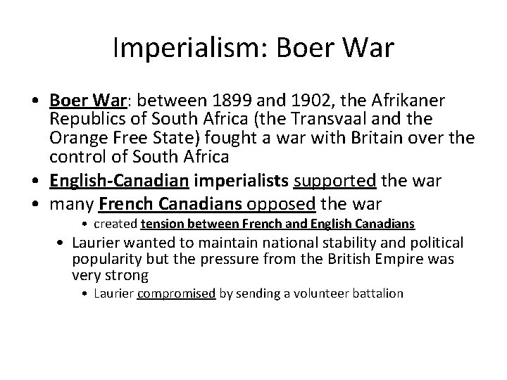 Canada the World before World War One Imperialism