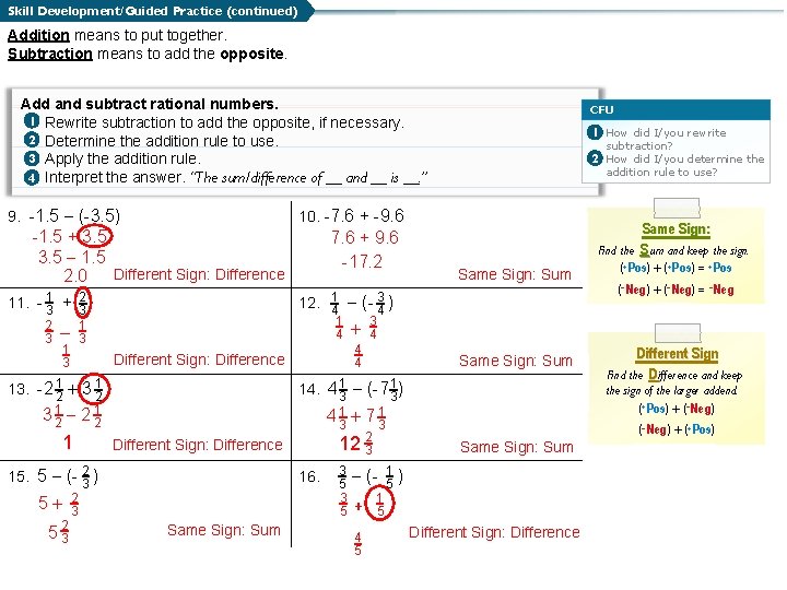 Learning Objective Introduction to Rational Numbers Unit Two