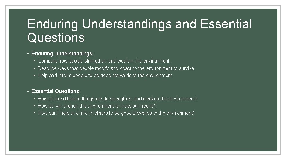 STEWARDSHIP By Kamijha and Emily Rationale and Planning
