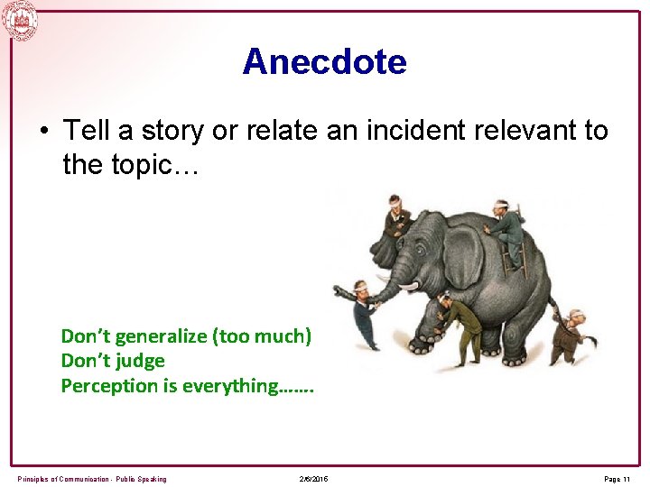 Principles of Communication Chapter 5 Public Speaking W