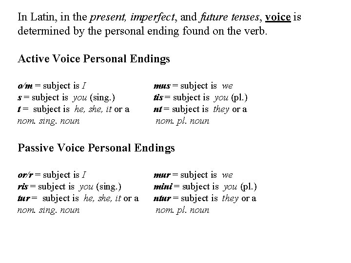 Review of Verbs Tense and Voice Active Voice