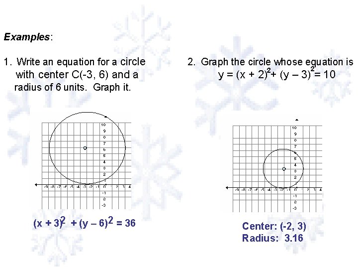 Chapter 9 Section 8 Equations of Circles Remember