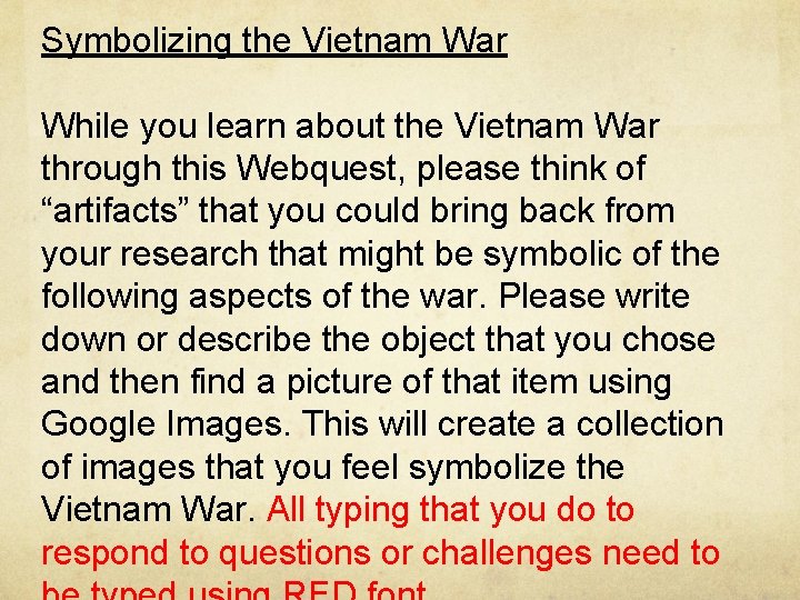 Introduction The Vietnam War Webquest Task Resource s
