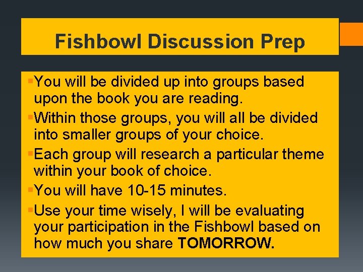 Fishbowl Discussion Prep Week 2 Day 3 Warm