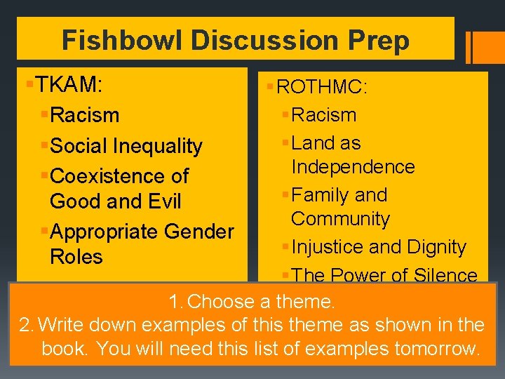 Fishbowl Discussion Prep Week 2 Day 3 Warm