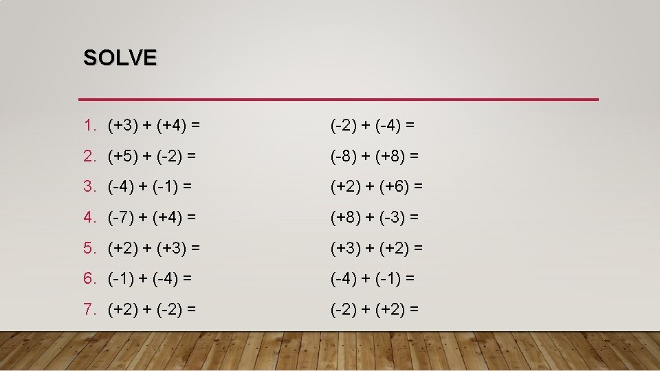 INTEGERS ADD AND SUBTRACT INTEGERS ZERO PAIR A