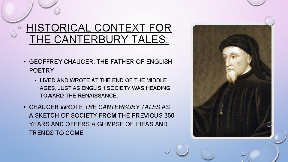 THE CANTERBURY TALES BY GEOFFREY CHAUCER HISTORY OF