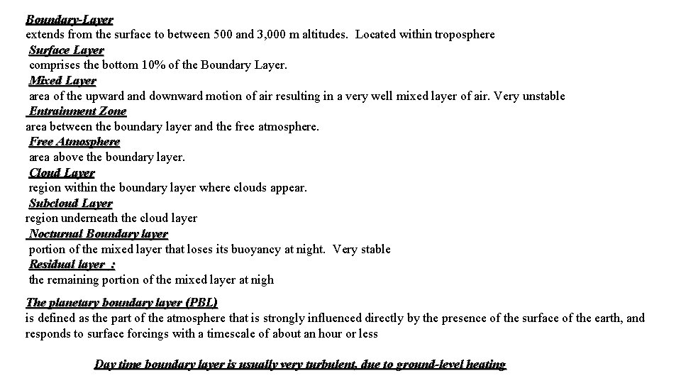 Residual Layer and Stable Boundary Layer 4 Residual