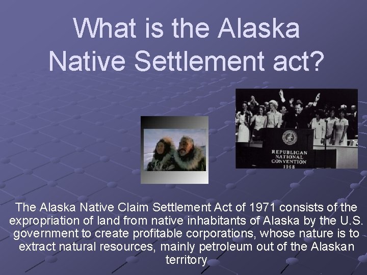 The Alaska Native Settlement Act Carlos Ceballos Urban
