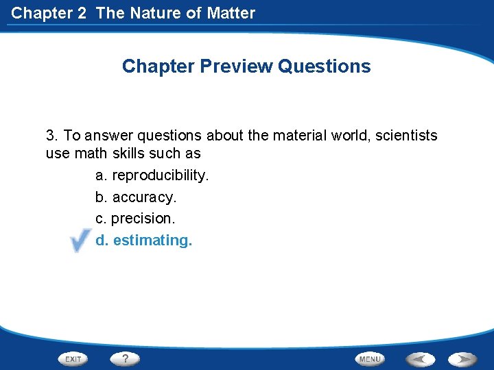 Chapter 2 The Nature of Matter Table of