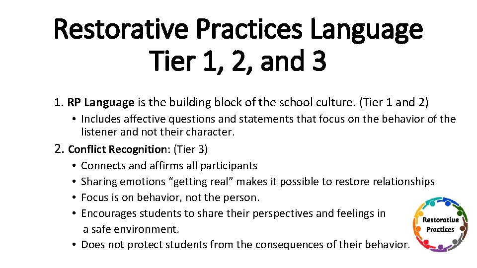 Restorative Practices Restorative Loudoun County Public Schools Practices