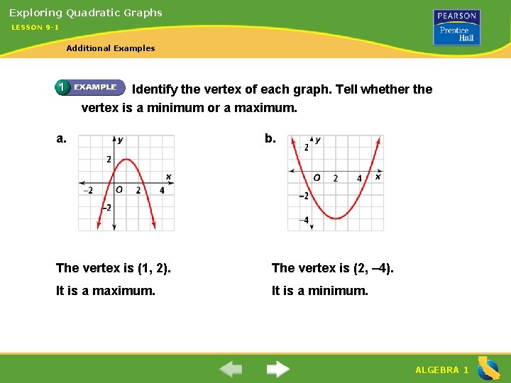 Lesson 9 1 WarmUp ALGEBRA 1 Exploring Quadratic