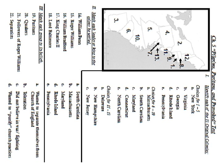 Chapter 5 Pilgrims Puritans Provoked Vocabulary Terms 1