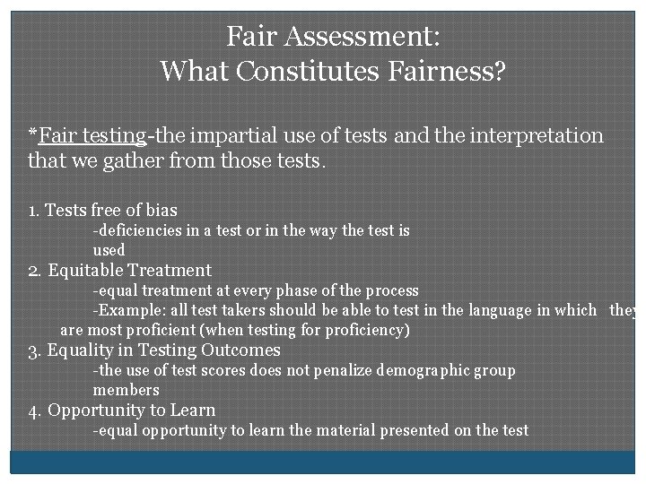 Fair Assessment Maggie Bradford Jessie Dutcher Essential Questions