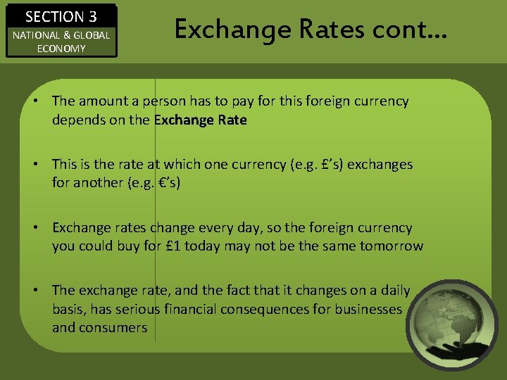 SECTION 3 NATIONAL GLOBAL ECONOMY GCSE ECONOMICS UNIT