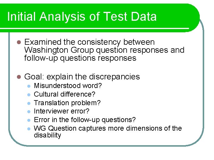 Understanding the Washington Group Measures Distinguishing disability status