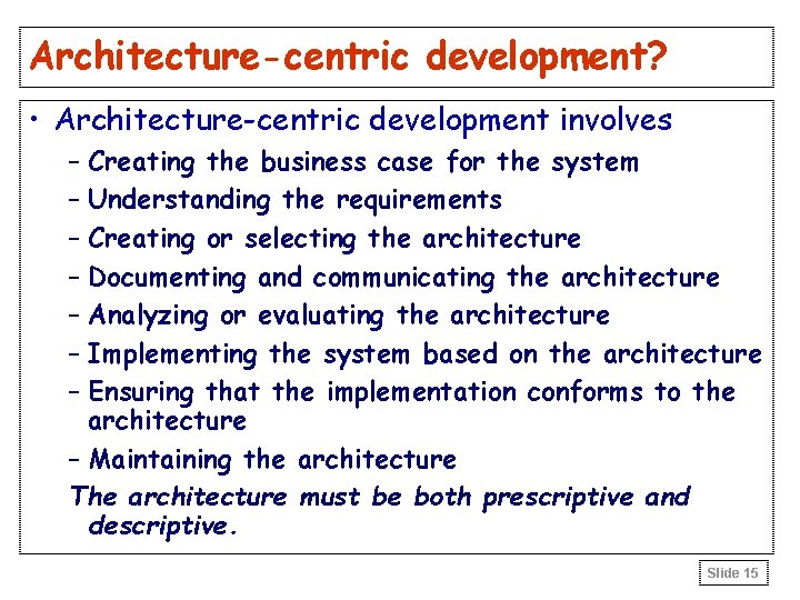 Introduction to Software Architecture TV Prabhakar Slide 1