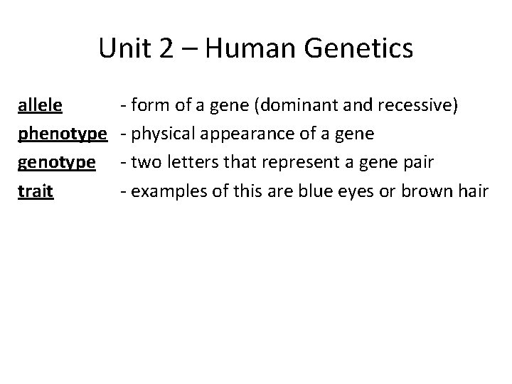 AIMS Vocabulary Review 2012 2013 Unit 1 Mendel