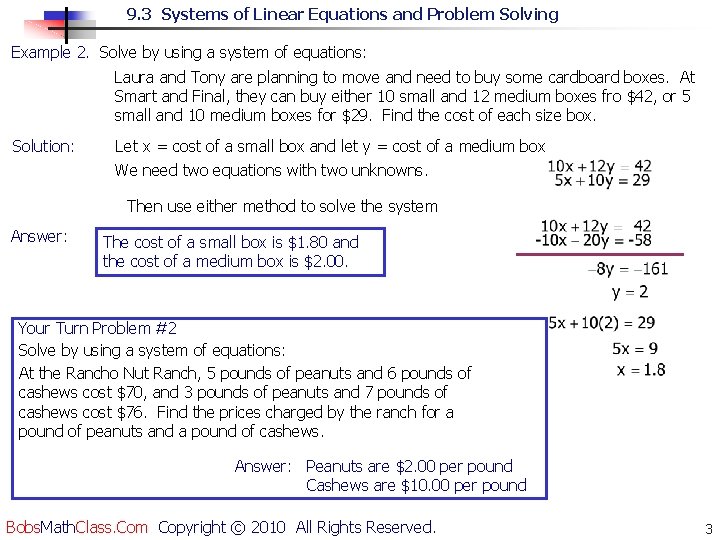 9 3 Systems of Linear Equations and Problem