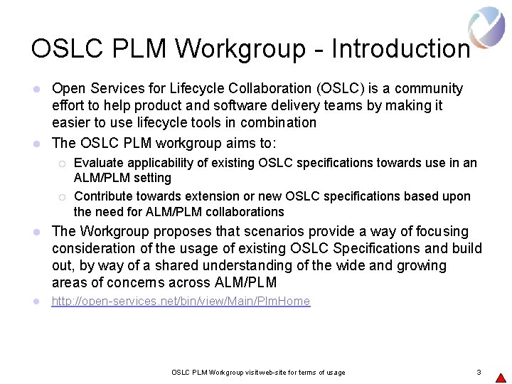 Open Services for Lifecycle Collaboration OSLC PLM Workgroup