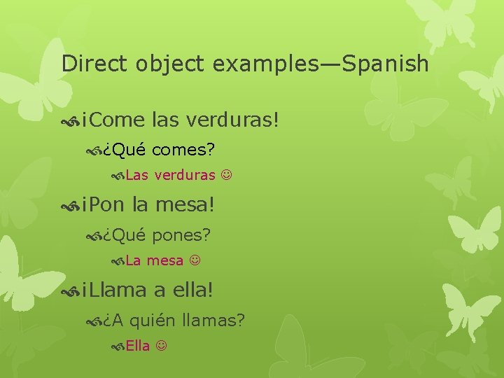 Los objetos directos y cmo usarlos con mandatos
