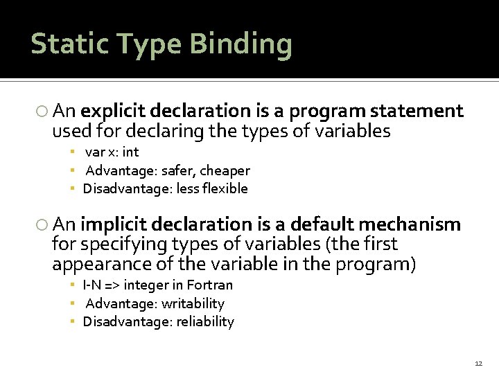 Chapter 5 Names Binding and Type Checking Variables