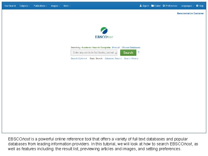 Tutorial Introduction To Help Ebsco Com Ebscohost Is