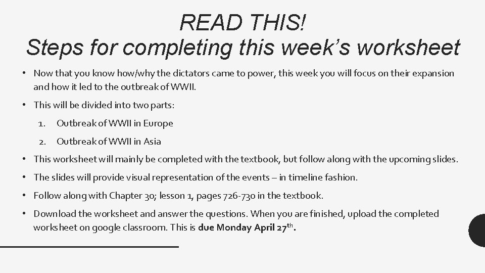 THE OUTBREAK OF WWII 1933 1941 How dictators