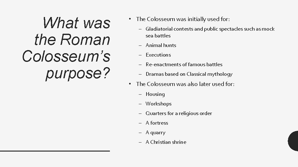 THE ROMAN COLOSSEUM By Kobe Favara The Roman