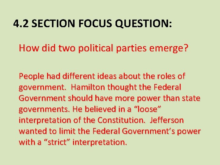 Chapter 4 Section 2 The Birth of Political