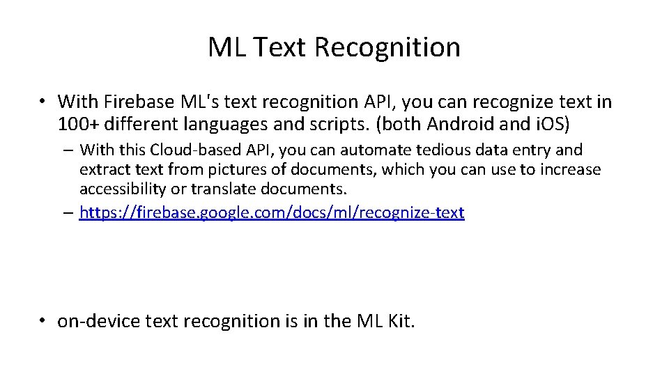 Cosc 54735 Firebase ML and MLkit firebase components