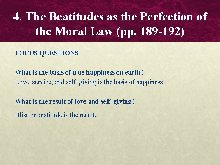 Chapter 8 The Ten Commandments and The Beatitudes