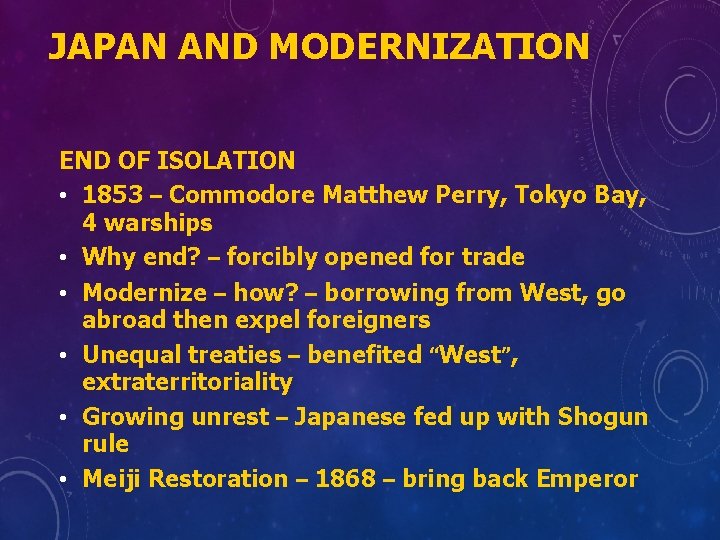 AIM WHY WAS JAPAN ABLE TO MODERNIZE RAPIDLY