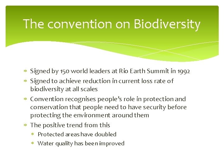The future of biodiversity BIODIVERSITY UNDERTHREAT To look