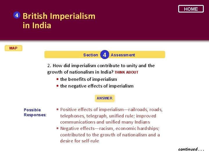 4 HOME British Imperialism in India MAP Key