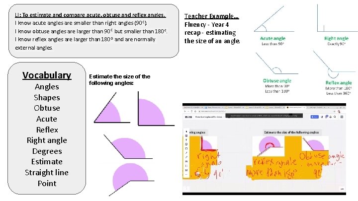 To estimate and compare acute obtuse and reflex