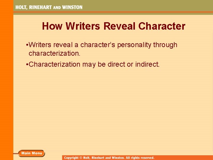 Character Revealing Human Nature Characters can be kind