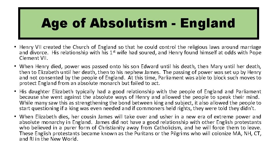 Age of Absolutism France After the Protestant Reformation