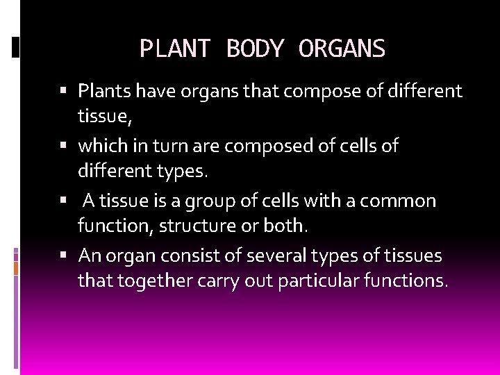 UNIT 5 PLANT TISSUE PLANT BODY ORGANS Plants