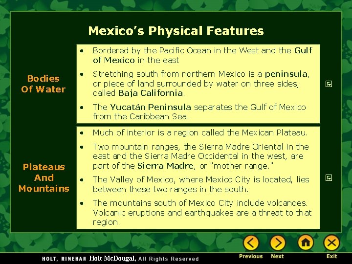 Physical Geography The Big Idea Mexico is a