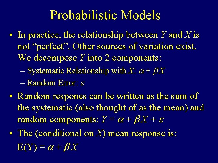 Linear RegressionCorrelation Quantitative Explanatory and Response Variables Goal
