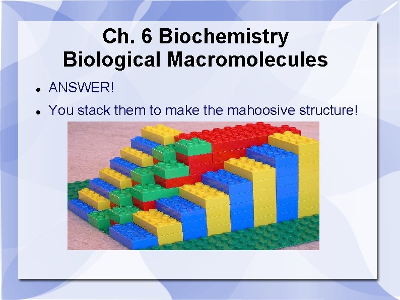 Ch 6 Biochemistry Biological Macromolecules Questions of the