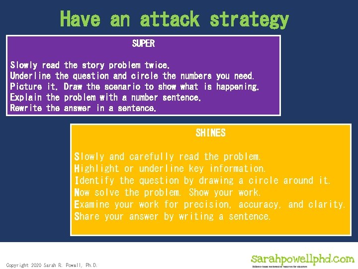 Word Problems No Problem Attack Strategies and Additive