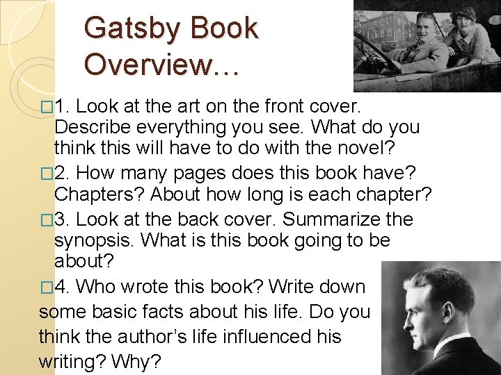 The Great Gatsby Chapter Summaries For each chapter