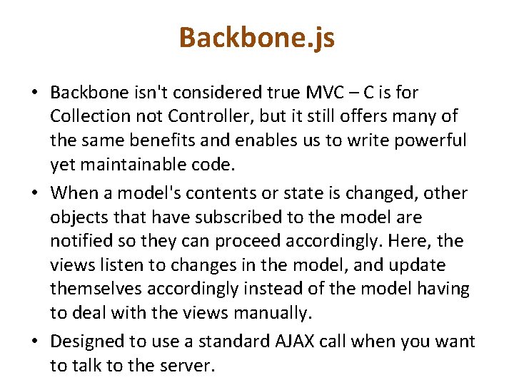 Intro to Backbone js In the beginning web