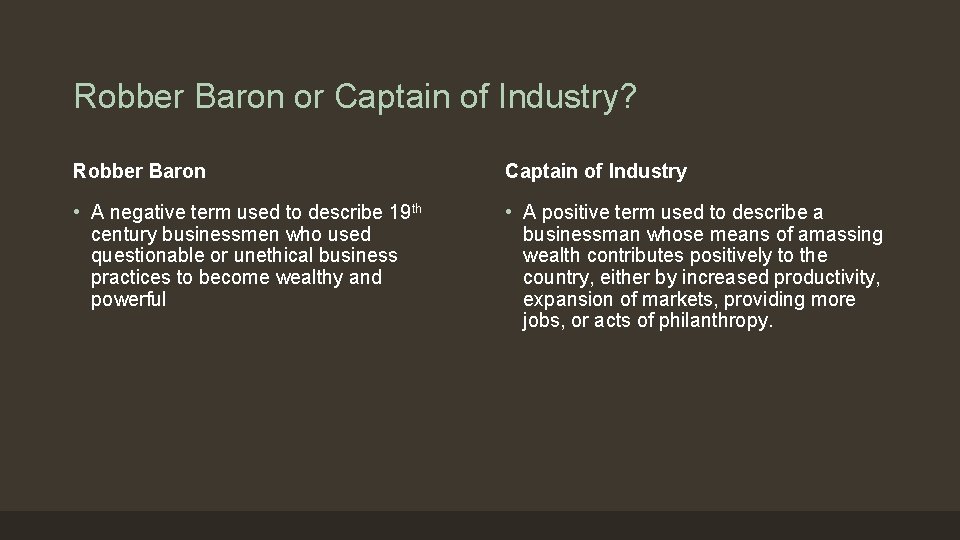 Big Business and Andrew Carnegie Robber Baron or