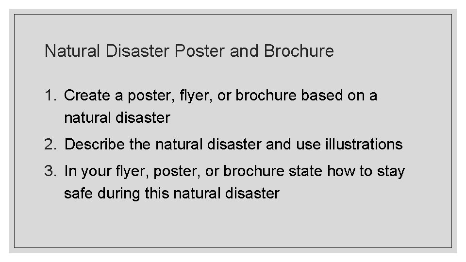 NATURAL DISASTERS Bell Ringer What is an example